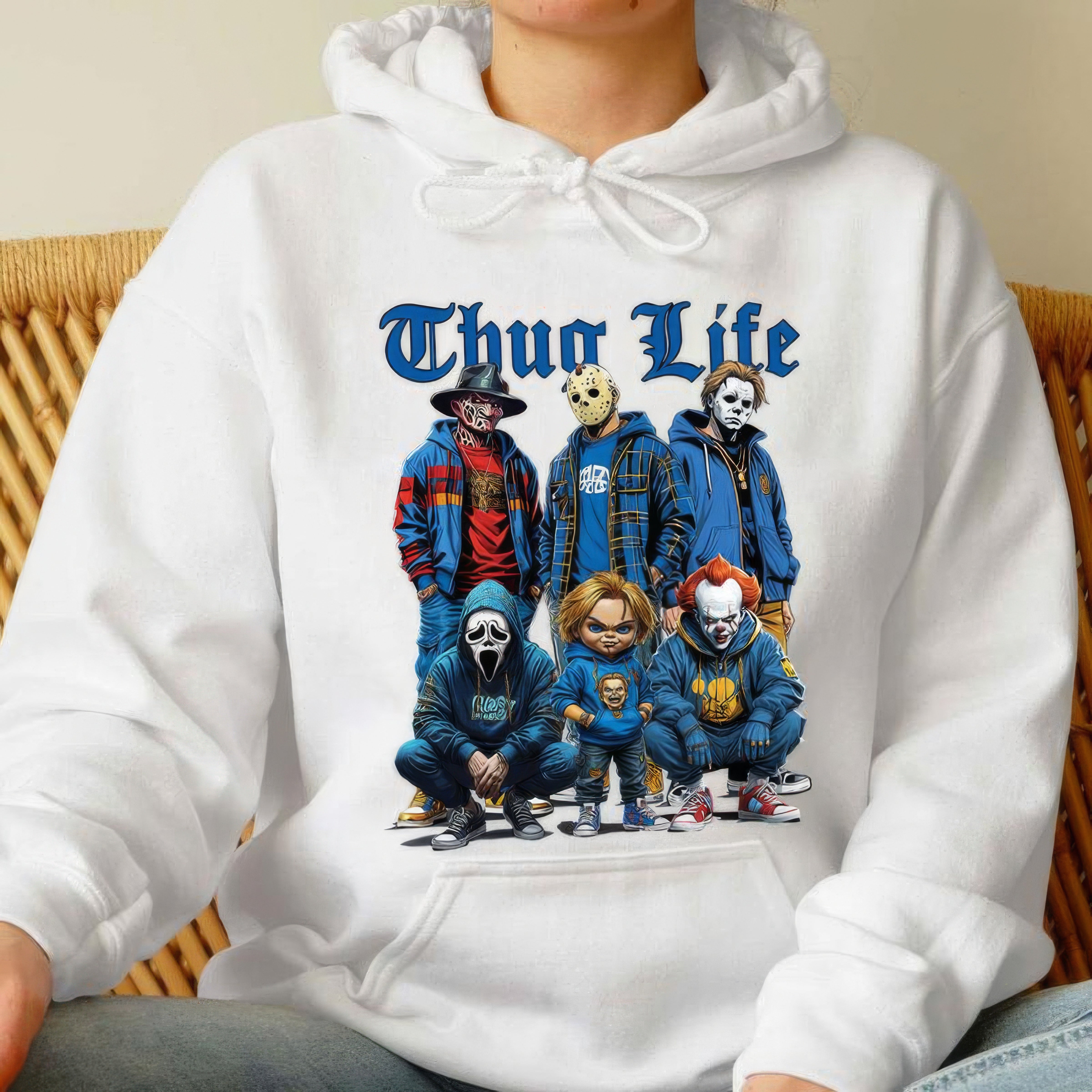Halloween Thug Life Horror Characters Graphic T-Shirt,Crewneck,Hoodie,